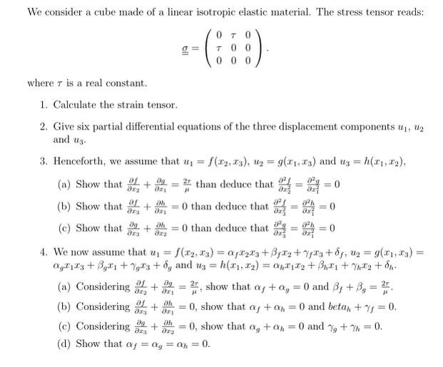 Solved We consider a cube made of a linear isotropic elastic | Chegg.com