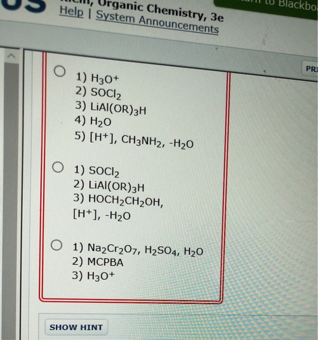 x Incorrect. 1) MCPBA 2) H30+ 3) SOCI2 4) (CH3)2NH O | Chegg.com
