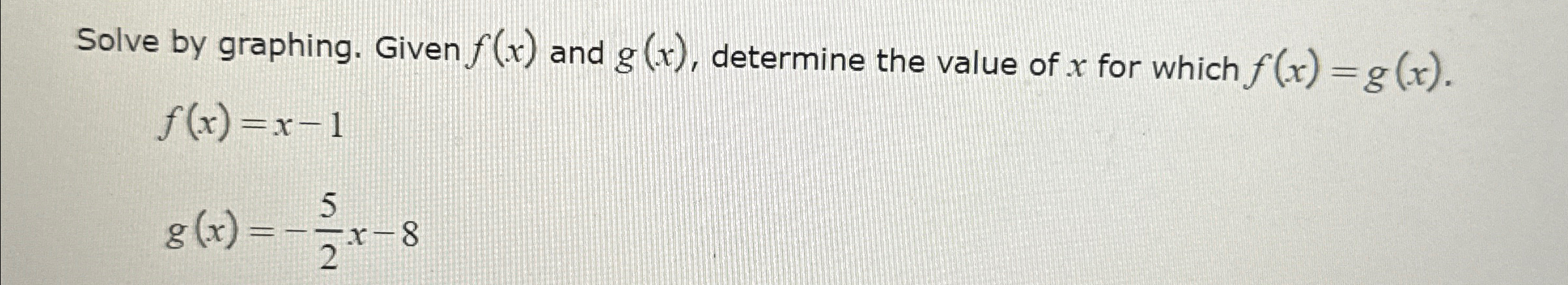 Solved Solve by graphing. Given f(x) ﻿and g(x), ﻿determine | Chegg.com