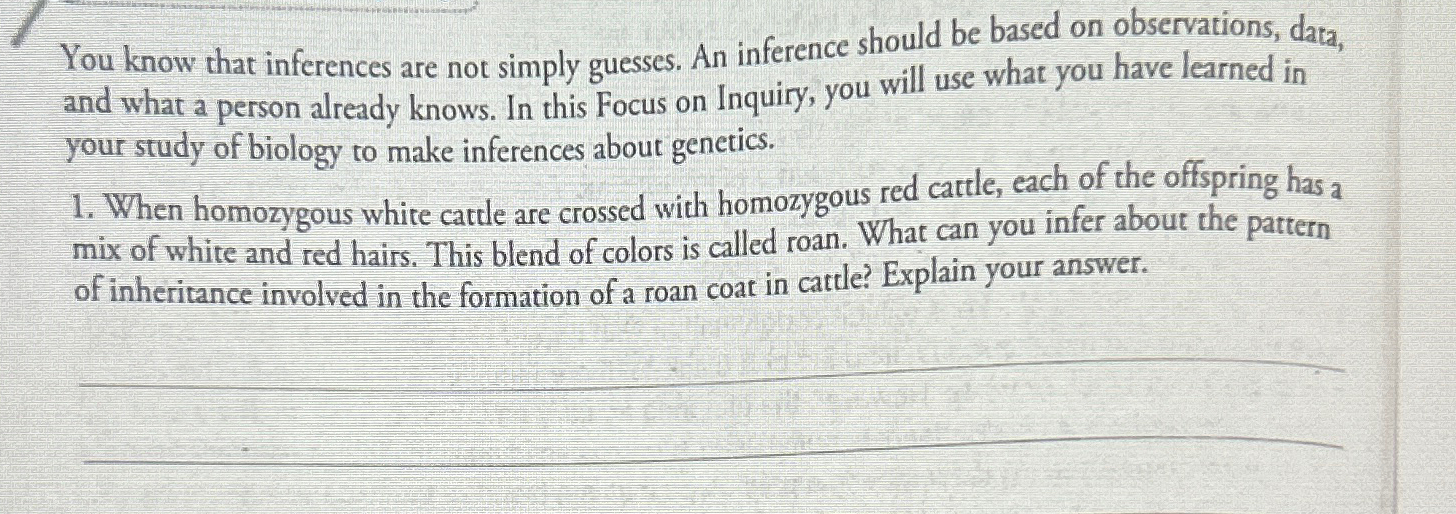 Solved You know that inferences are not simply guesses. An | Chegg.com