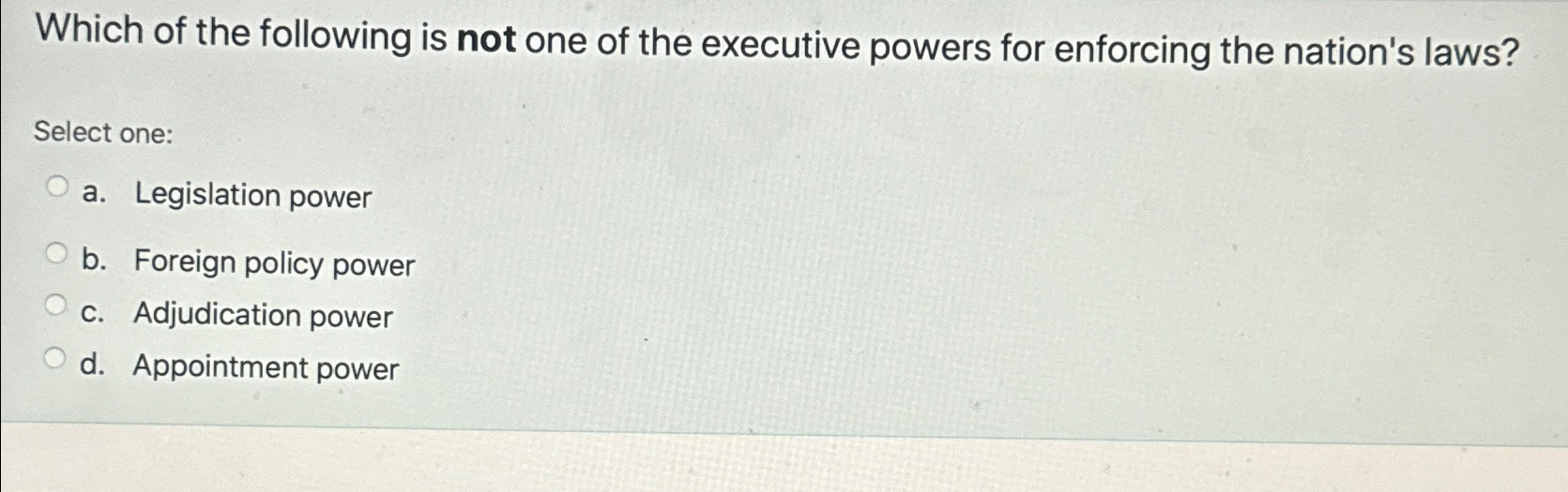 Solved Which of the following is not one of the executive | Chegg.com