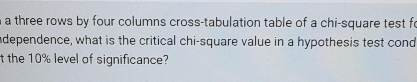Solved a three rows by four columns cross-tabulation table | Chegg.com