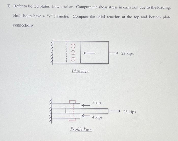 Solved 3) Refer to bolted plates shown below. Compute the | Chegg.com