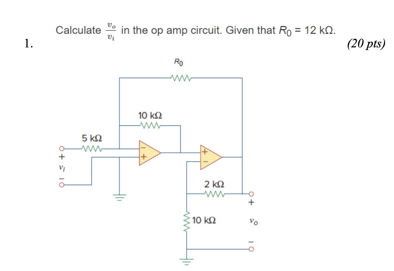 Solved Calculate vovi ﻿in the op amp circuit. Given that | Chegg.com