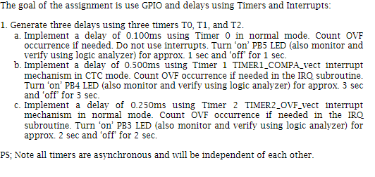 Solved The goal of the assignment is use GPIO and delays | Chegg.com