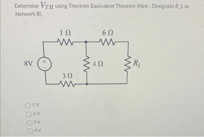 Solved Determine VTH using Thevinen Equivalent Theorem (Hint | Chegg.com