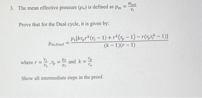 Solved 3. The mean effective pressure (pm) is defined as | Chegg.com