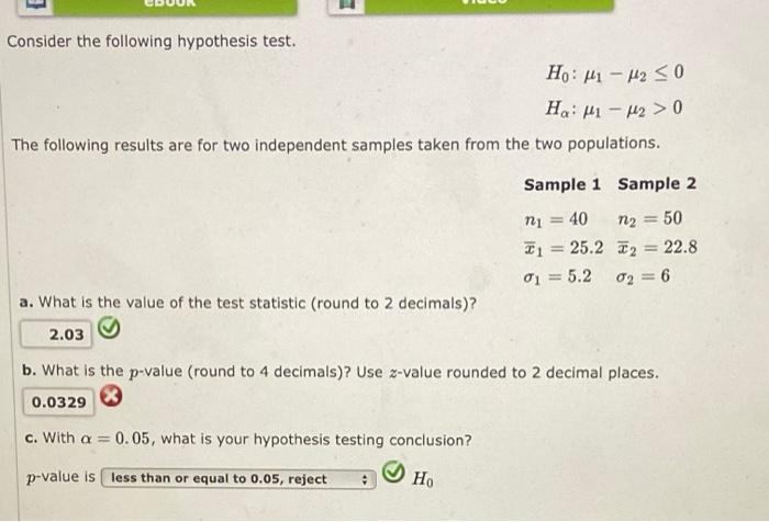 Solved Consider the following hypothesis test. HO: H1 - 120 | Chegg.com