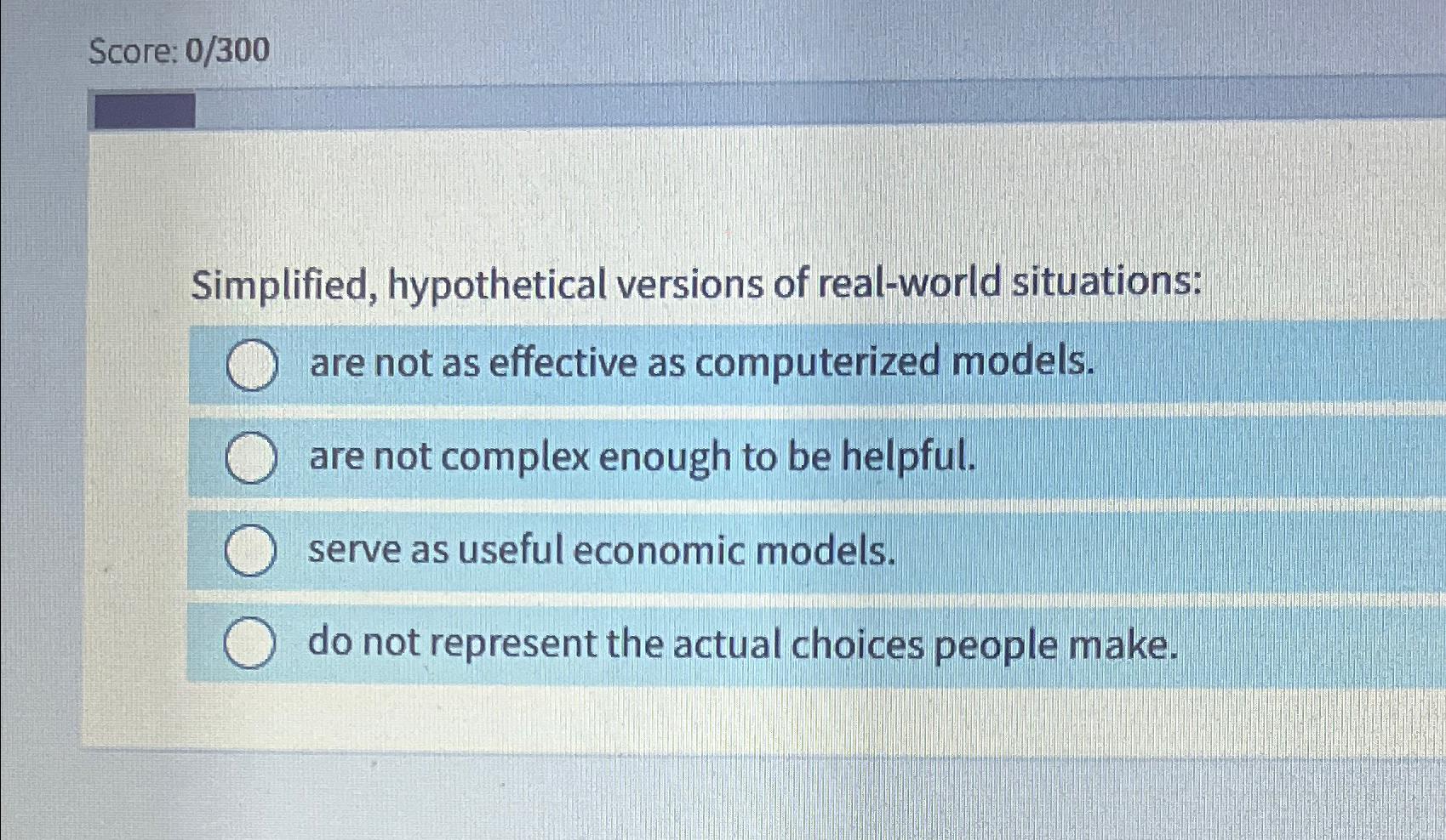 Solved Score: 0300Simplified, hypothetical versions of | Chegg.com