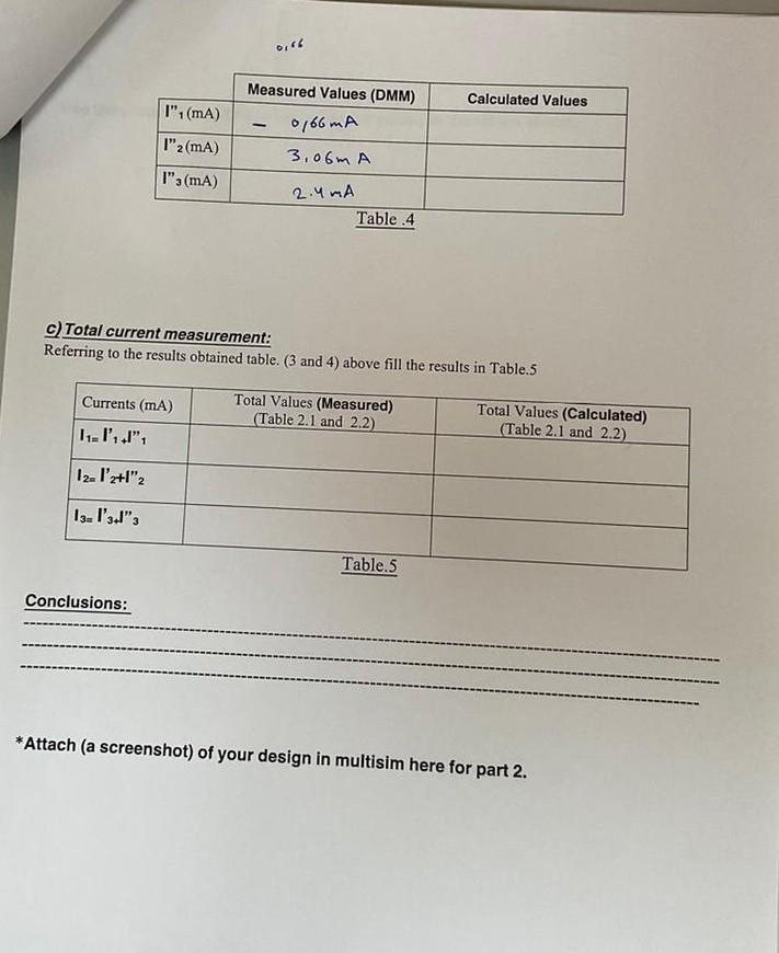 Solved b) Current measurement with Vs2 : 1) Setup the | Chegg.com
