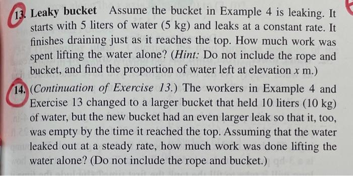 Solved 13. 13. Leaky bucket Assume the bucket in Example 4 | Chegg.com