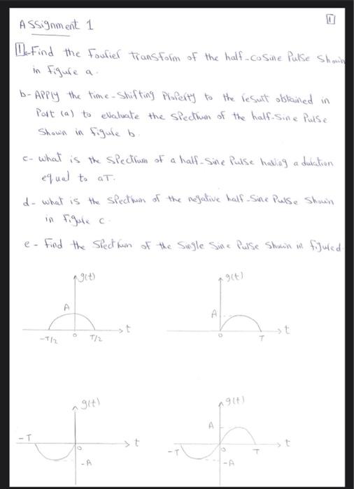 Solved Assignment 1 BeFind the Fourier Transform of the half | Chegg.com