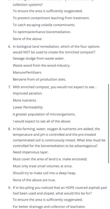 Solved collection systems? To ensure the area is | Chegg.com