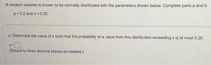 Solved A random variable is known to be normally distributed | Chegg.com