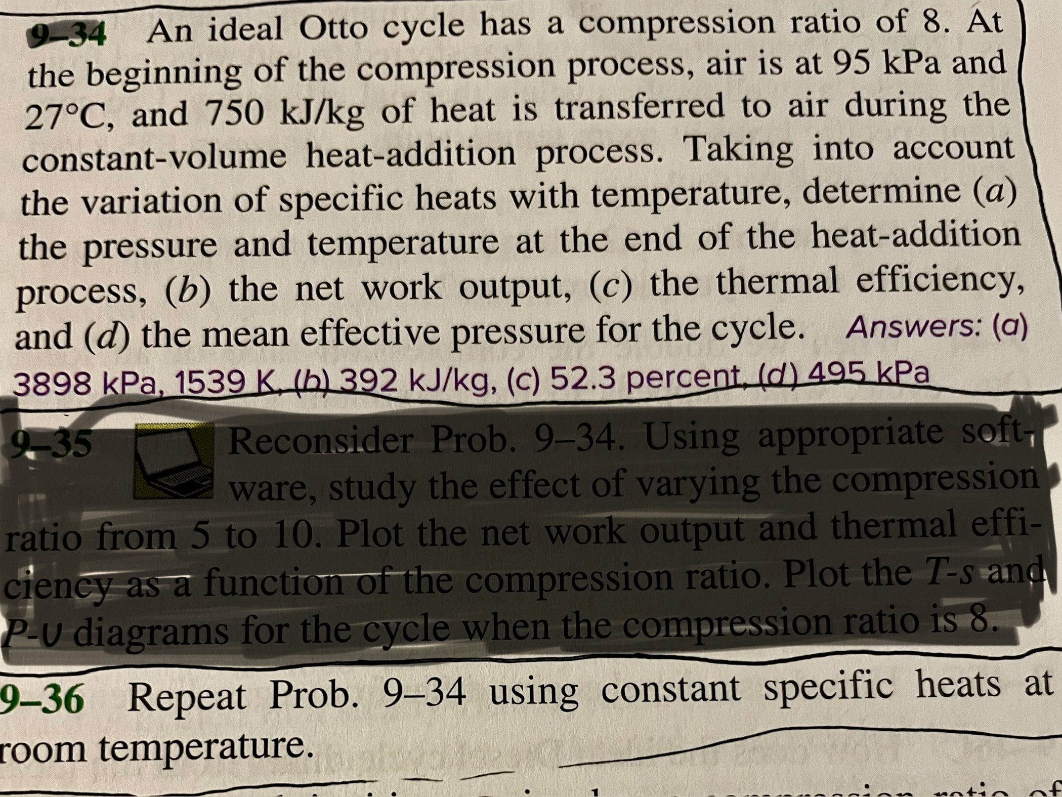 Solved Repeat Prob. 9-34 ﻿using constant specific heats | Chegg.com