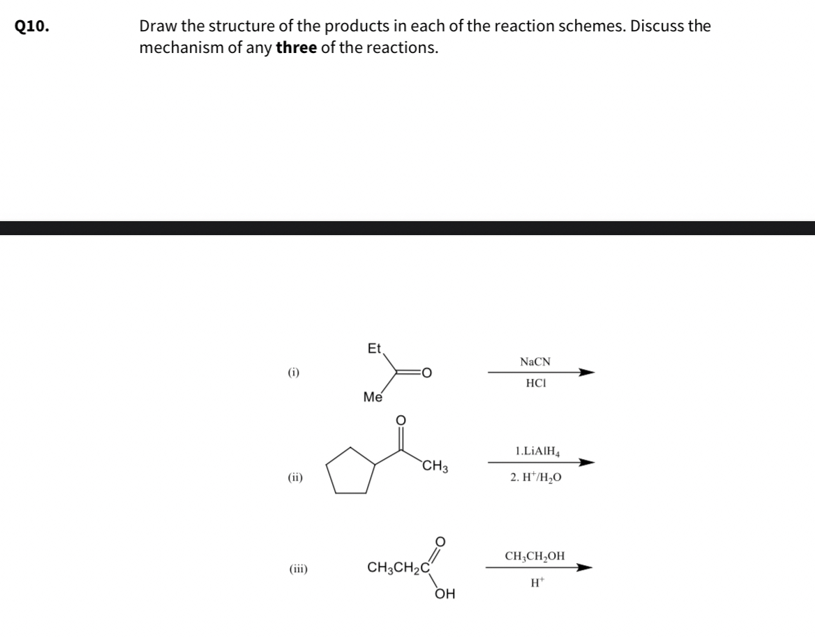 Solved by an EXPERT Q10.Draw the structure of the products in each of the | Chegg.com