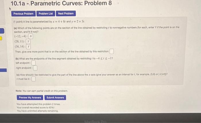 Solved (t point) A line is parameterized by x=4+8t and | Chegg.com