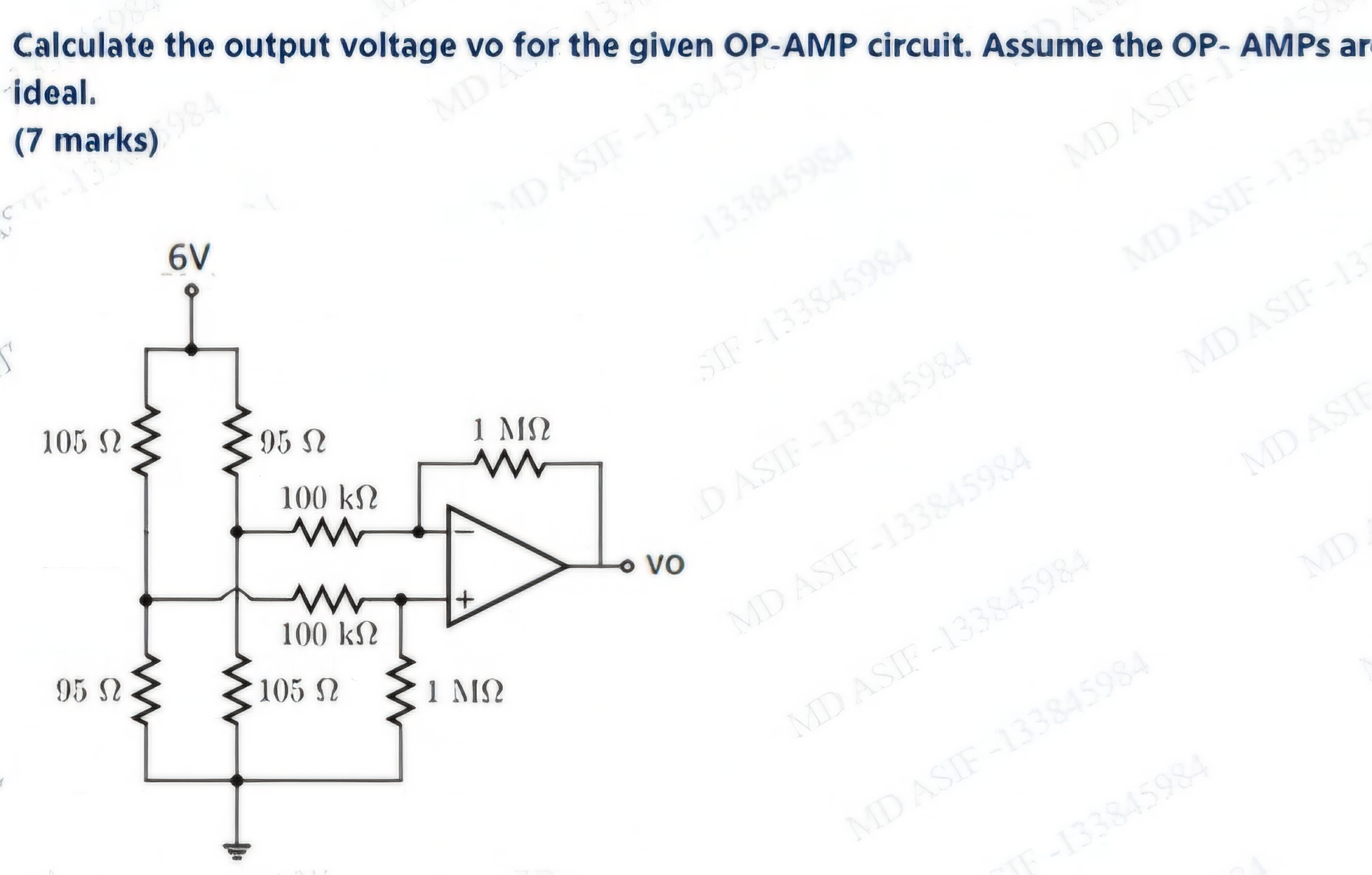 Solved Calculate the output voltage vo for the given OP-AMP | Chegg.com
