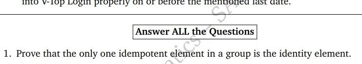 Solved 1. Prove that the only one idempotent element in a | Chegg.com