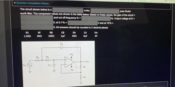 Solved Question Completion Status: The circuit shown below | Chegg.com
