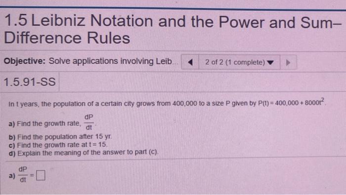 Solved 1.5 Leibniz Notation and the Power and Sum- | Chegg.com