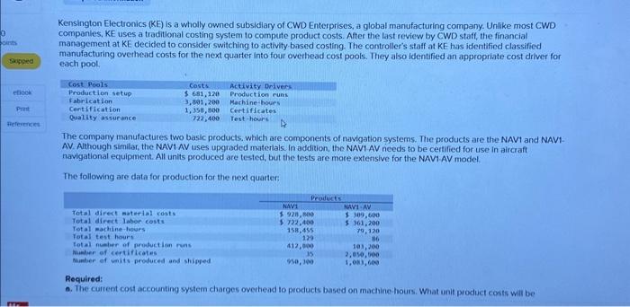 Solved Required: a. The current cost accounting system | Chegg.com
