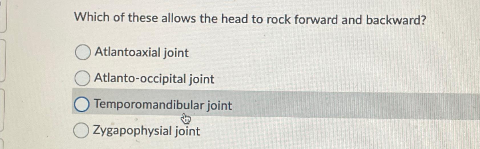 Solved Which of these allows the head to rock forward and | Chegg.com