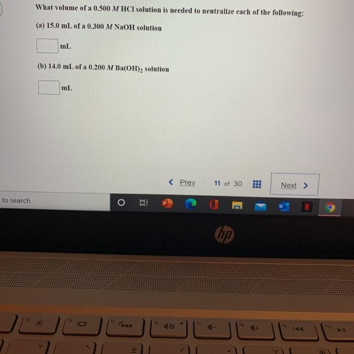 Solved What volume of a 0.500 M HCl solution is needed to | Chegg.com