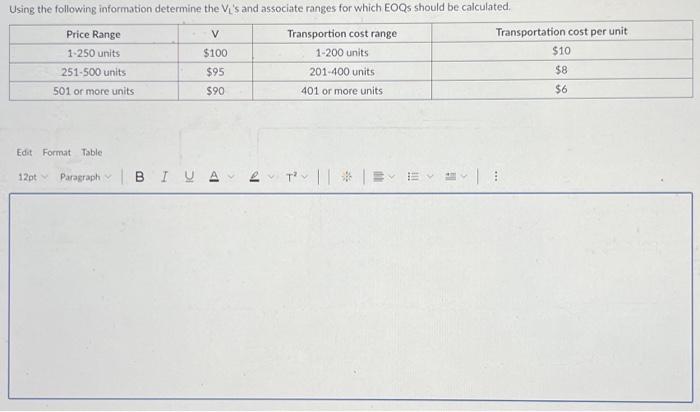 Solved Using the following information determine the VL 's | Chegg.com
