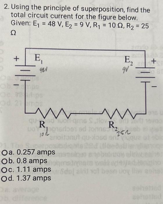 Solved 1. Using the Thevenin equivalent values given below, | Chegg.com