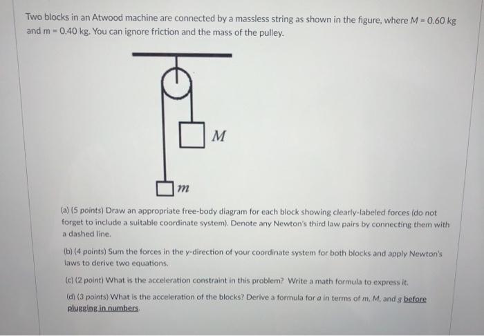 Solved Two blocks in an Atwood machine are connected by a | Chegg.com