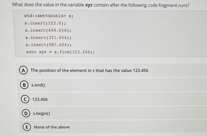 Solved What does the value in the variable xyz contain after | Chegg.com