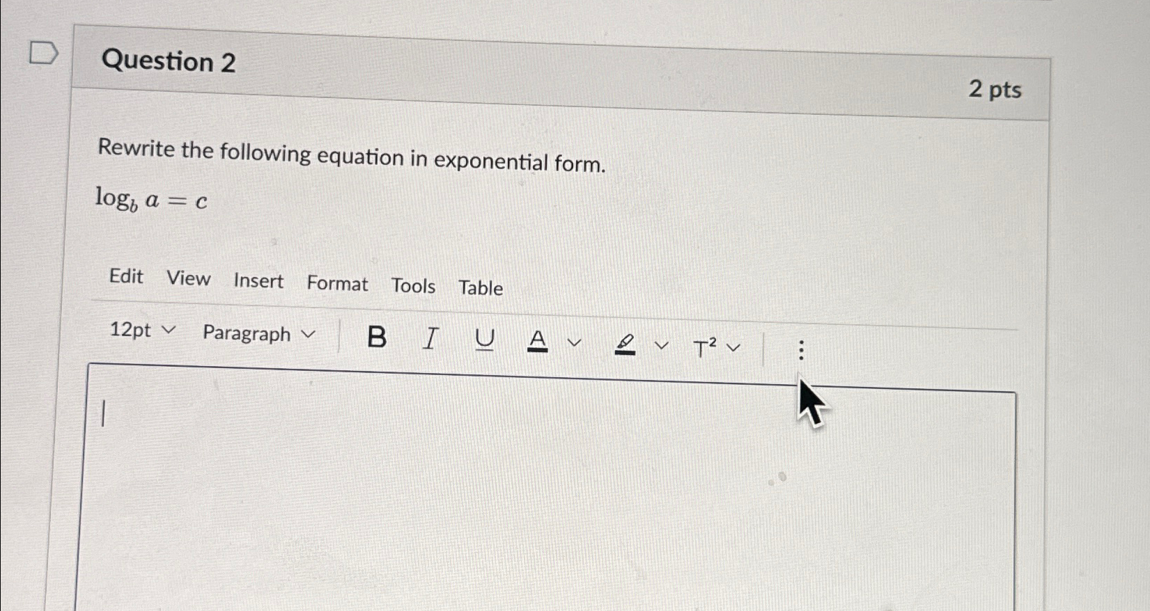 Solved Question 22 ﻿ptsRewrite the following equation in | Chegg.com