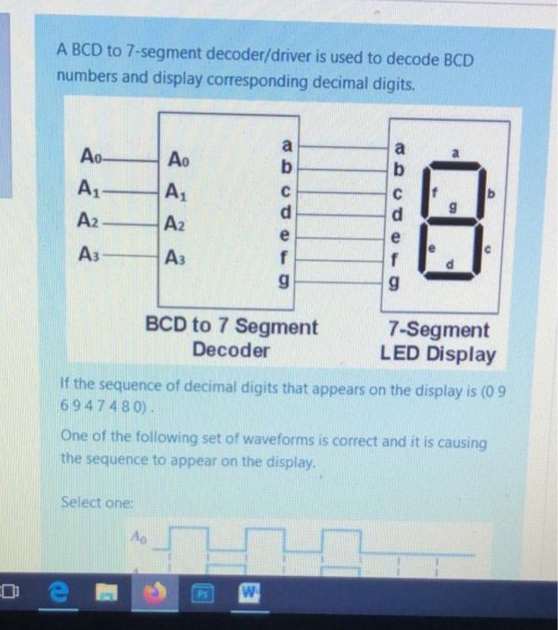Solved A BCD to 7-segment decoder/driver is used to decode | Chegg.com