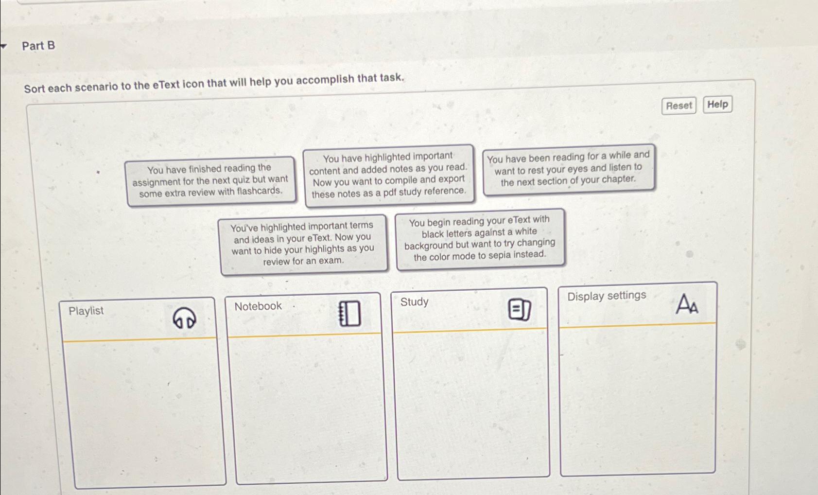 Solved Part BSort each scenario to the eText icon that will | Chegg.com