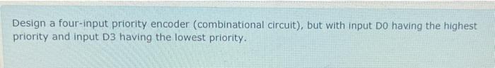 Solved Design a four-input priority encoder (combinational | Chegg.com