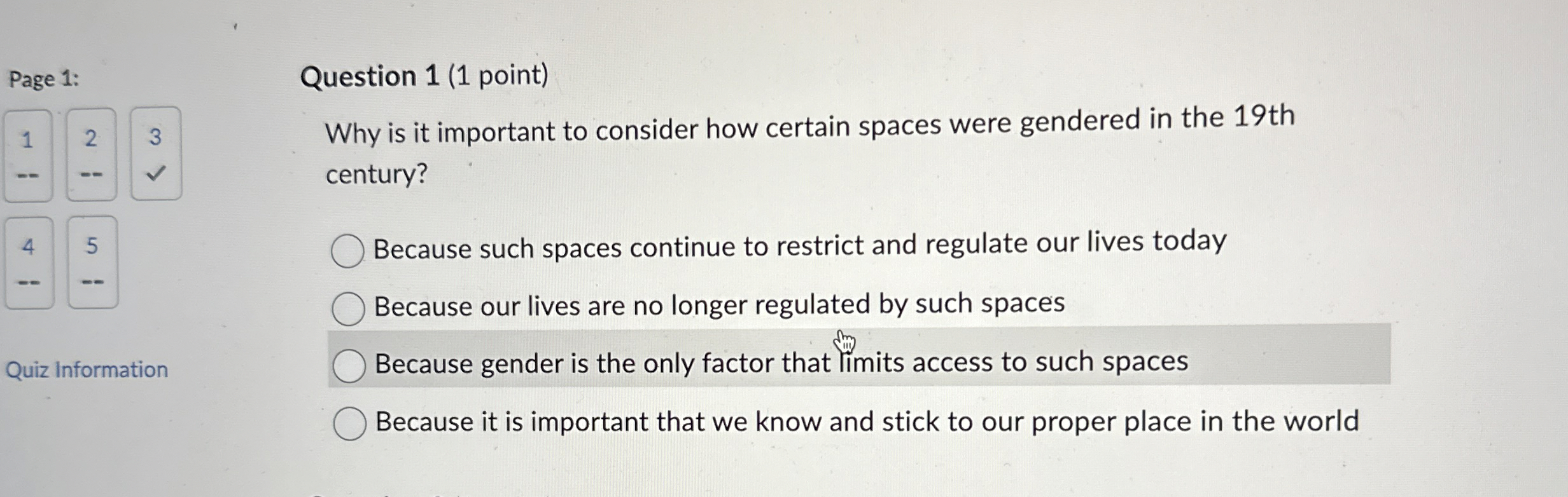 Solved Question 1 (1 ﻿point)Why is it important to consider | Chegg.com