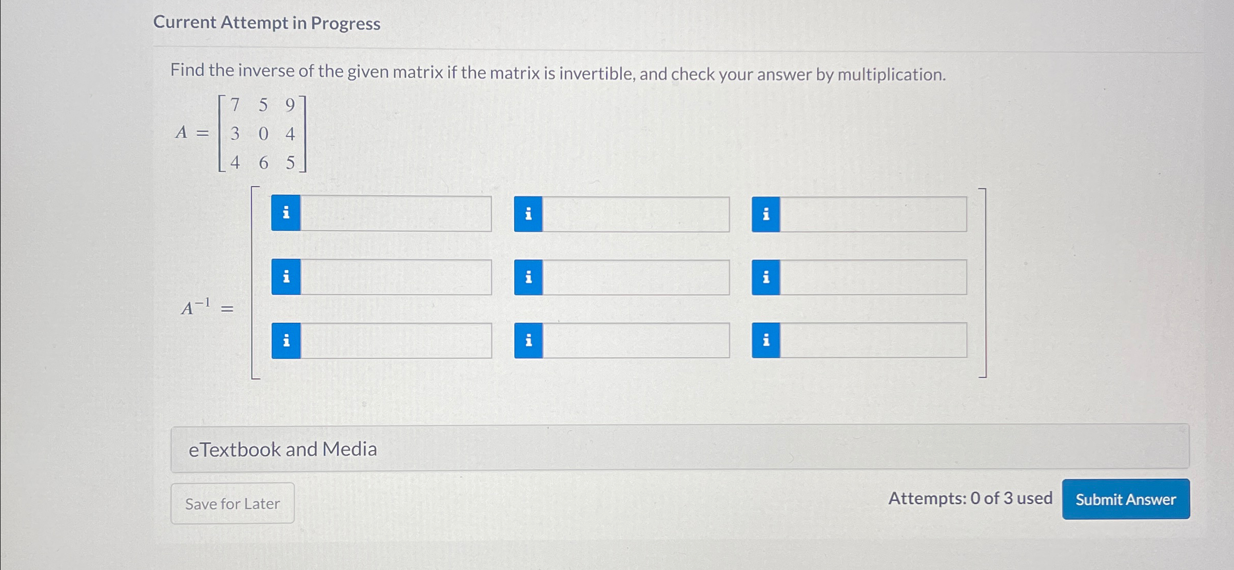 Solved Current Attempt in ProgressFind the inverse of the | Chegg.com