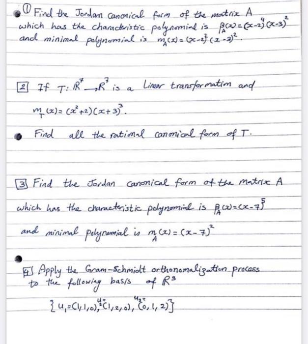 Solved • Find the Jordan Canonical form of the matrix A | Chegg.com