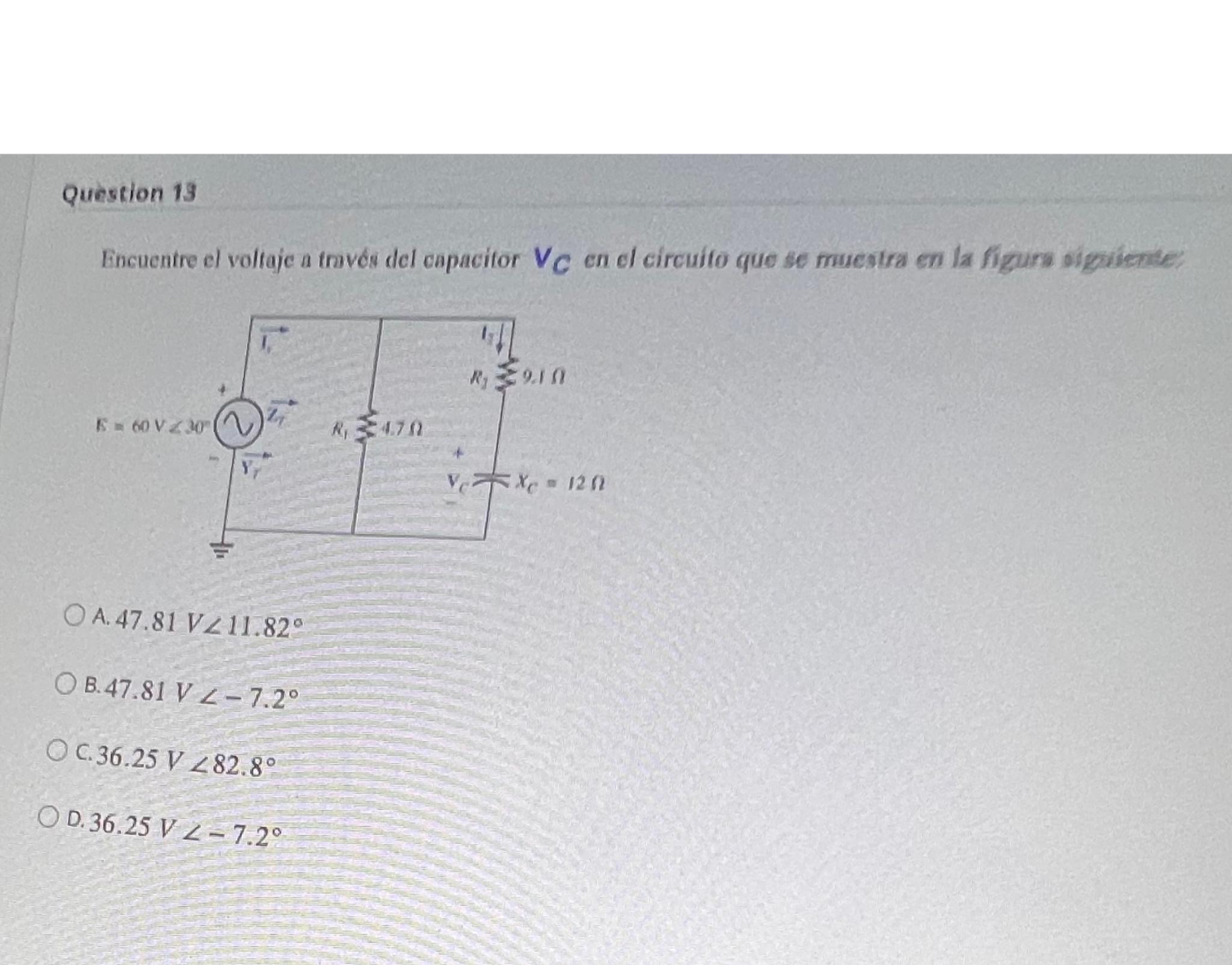 Solved Question 13Encuentre el voltaje a travós del | Chegg.com