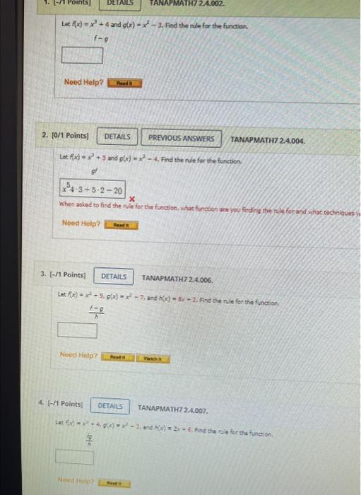 Solved Let f(x)=x3+4 and g(x)=x2−3. Find the rule for the | Chegg.com Solved Let f(x)=x3+4 and g(x)=x2−3. Find the rule for the | Chegg.com
