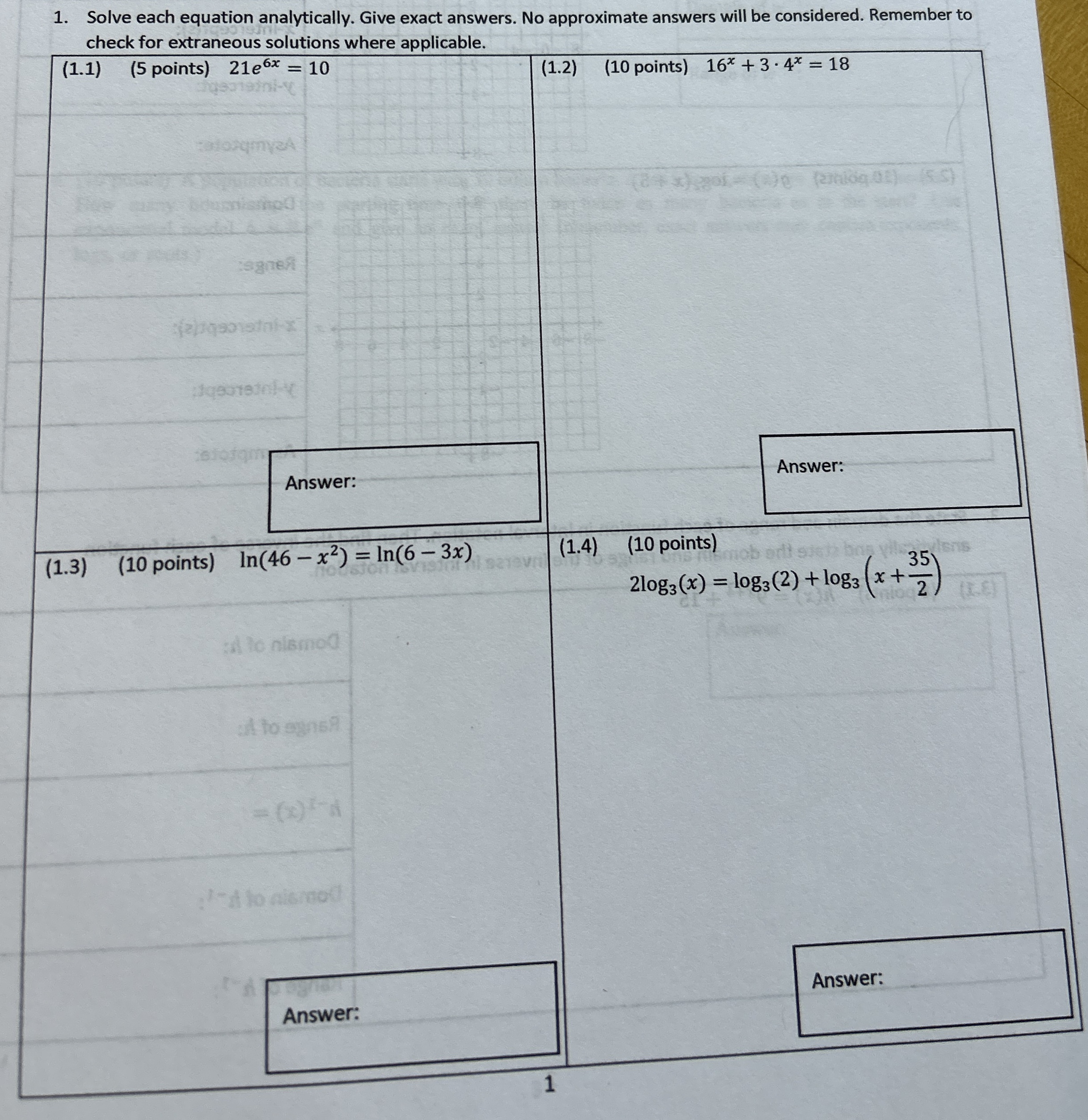 Solved Solve each equation analytically. Give exact answers. | Chegg.com