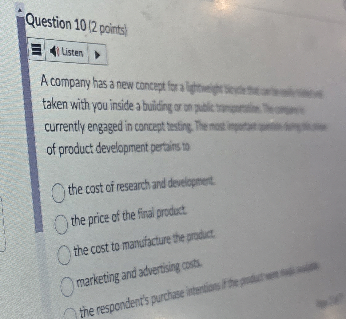 Solved Question 10 (2 ﻿points) ﻿taken with you inside a | Chegg.com