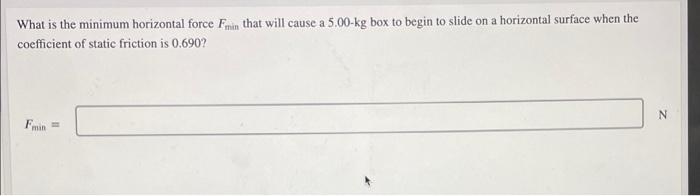 Solved What is the minimum horizontal force Fmin that will | Chegg.com
