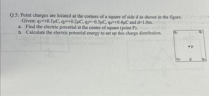Solved Q.5: Point charges are located at the corners of a | Chegg.com