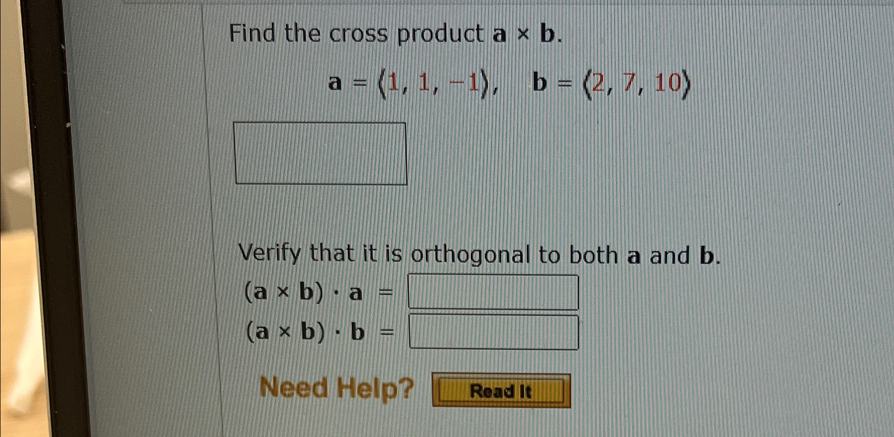 Solved Find the cross product | Chegg.com
