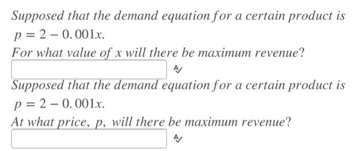 Solved Supposed that the demand equation for a certain | Chegg.com