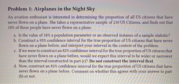 Solved Problem 1: Airplanes in the Night Sky An aviation | Chegg.com