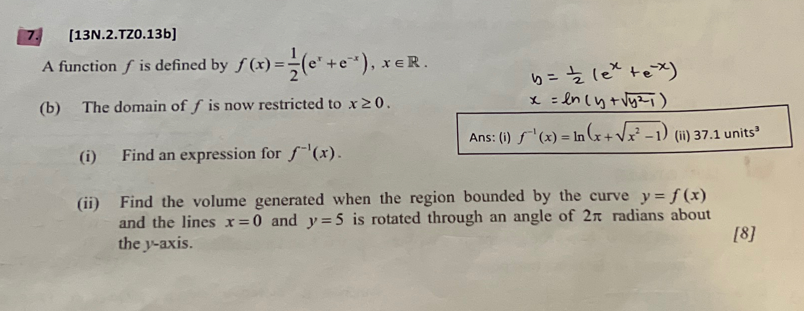 Solved [13N.2.TZ0.13b]A function f ﻿is defined by | Chegg.com