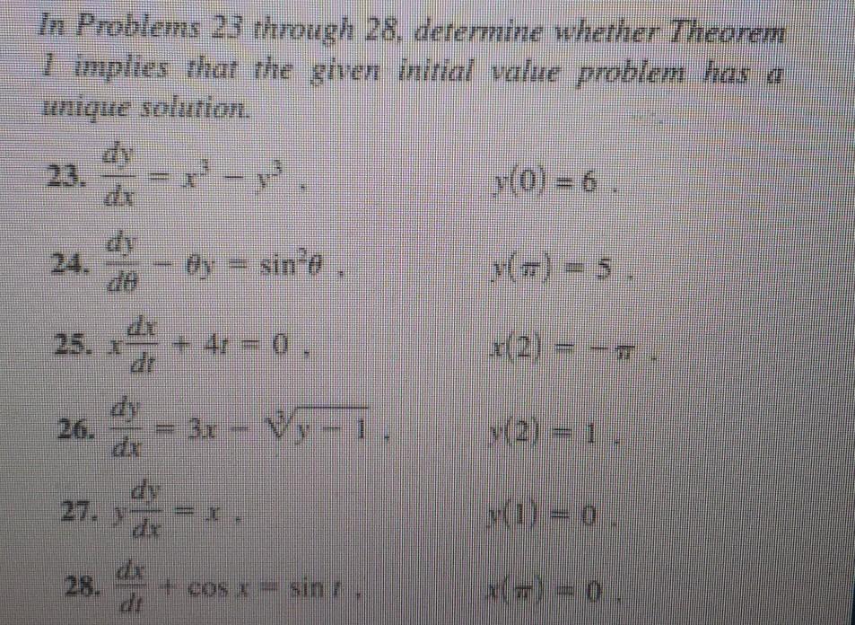 Solved In Problems 23 through 28. determine whether Theorem | Chegg.com